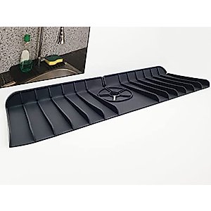Silicone Faucet Mat Kitchen, Sink Drip Guard, Sink Splash Guard,Sink Splash Catcher Faucet Mat, Silicone Drying Mat Kitchen, Foldable Sink Faucet Water Catcher Mat for Sink,‎14.5" x 5.3" x 0.6" Black