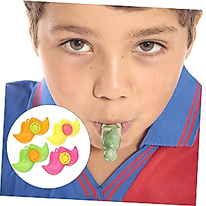 LABRIMP 50pcs Stocking Shape Stuffers Beard Lip Favors Kids Educational Maker Color Bulk Party Toy Cartoon Whistles Mustache Noise Shaped Plastic Favorsrandom Christmas Goodie Whistle