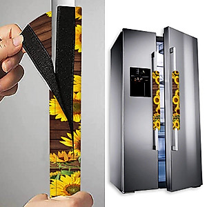 DMCXERO Refrigerator Handle Covers Set of 4 Appliance Handle Covers Use on Keep Kitchen Appliance Fridge Oven Microwave Dishwasher Clean (Sunflower)