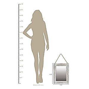 EMAISON 12 x 16 in Wall Decorative Mirror, Rustic Wood Frame Rectangular Mirror with Hanging Rope for Entryway, Bedroom, Guest Bathroom, Living Room, Bedroom - Grey