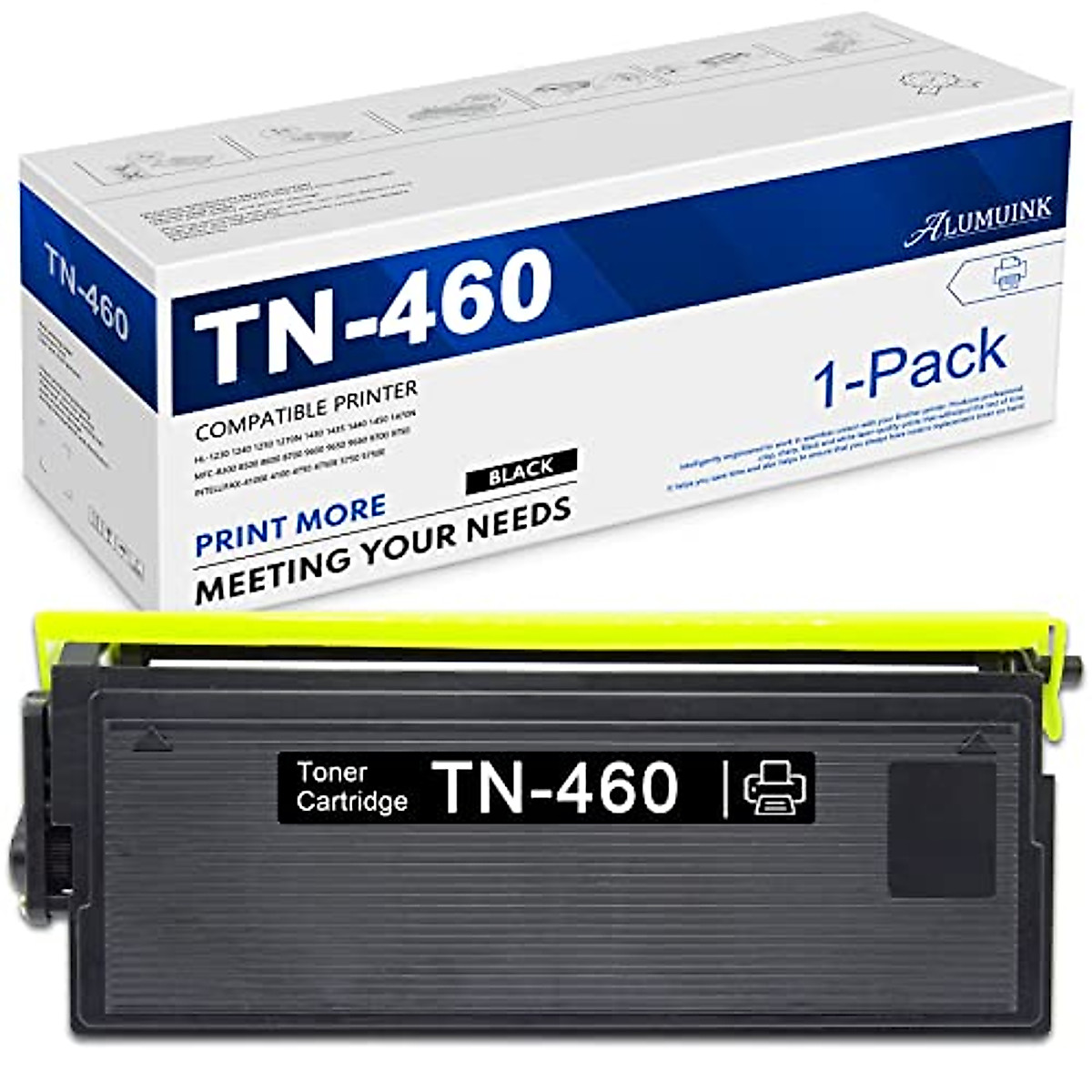 ALUMUINK 𝐇𝐢𝐠𝐡 𝐏𝐫𝐨𝐝𝐮𝐜𝐭𝐢𝐯𝐢𝐭𝐲 Compatible Black TN460 TN-460 Toner Cartridge Replacement for Brother TN 460 MFC-9880 DCP-1200 1400 HL-1270N IntelliFax-5750e Printer Toner (TN4601PK)
