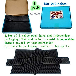 IMIYOKU Bar Mat Set of 3 Rubber Bar Service Spill Mat for Cocktail Bartender Coffee Bar or Countertop Mats Glass Drying Mat (Black, 18" x 12"+23" x 3"+12" x 6")