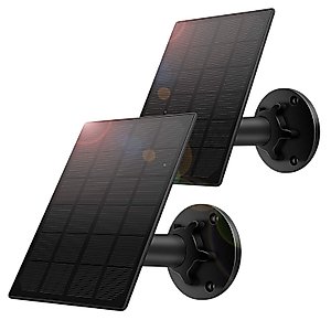 2 Pack Solar Panel for Wireless Outdoor Security Camera,Compatible with DC 5V Rechargeable Battary Powered Surveillance Camera, Continuously Power for Outdoor Security Camera,5V 3.5W Micro USB Port