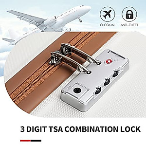 KONO 2 Piece Luggage Sets Lightweight, 20" Carry on Luggage and 12" Mini Cosmetic Cases Hardshell Suitcase Sets, Durable Hardside Suitcase with Spinner Wheels TSA Lock Cream White