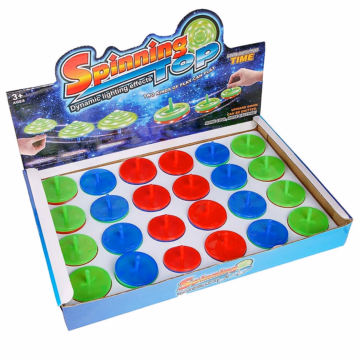 24 PCS Light Up Mini Spinning Tops LED Hand Spinners Toys with Colorful DIY Stickers Design Your Own - Novelty Bulk Stocking Stuffers Party Favors