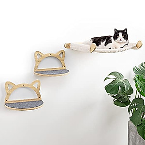 Toozey Cat Wall Shelves, Wall Mounted Cat Furniture with XXL Cat Hammock and 2 Cat Climbing Steps, Cat Shelves and Perches for Cats Playing, Sleeping, and Lounging