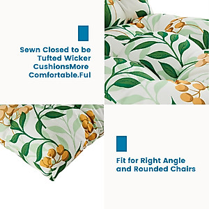 BLISSWALK Outdoor Chair Cushions,3 Piece Loveseat Outdoor Cushions Set,Tufted/Wicker Patio Cushion for Patio Furniture All Weather,44“x19 x5,Floral