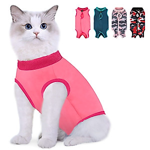 MIGOHI Cat Recovery Suit, Surgical Recovery Suit for Cat Anti-Licking, Cat Body Suit Post Surgery for Abdominal Wounds Skin Diseases, E-Collar Alternative Kitten Onesie for Female, Hot Pink S