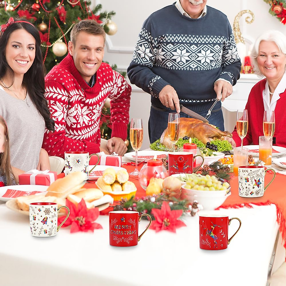 FLLETY Coffee Mug,Tea Cup Set,Coffee Cups Ceramic Travel Mug, Mug With Saucer And Spoon,Halloween Mugs With Gift Box For Women - Christmas Gift,Mothers Day Gifts