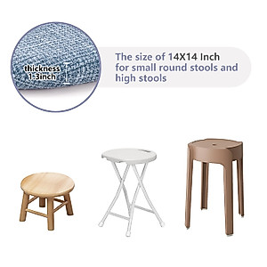 Gumcoly 14" Memory Foam Chair Cushion, Round Seat Cushion, Circle Stool Cushion with Removable Cover, Kitchen Dining Chair Pad Blue