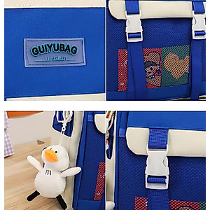 LaurelTree Kawaii Aesthetic Cute 4pcs School Bags Set with Accessories School Suppliers for Teens Girls Backpack Tote Bag (Black)