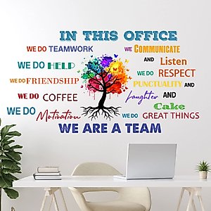 Office Inspirational Wall Decals Office Wall Decor for Office Quotes Positive Sayings Peel and Stick Office Stickers Motivational Teamwork Wall Decals Company Art We are A Team Gift (Elegant Style)