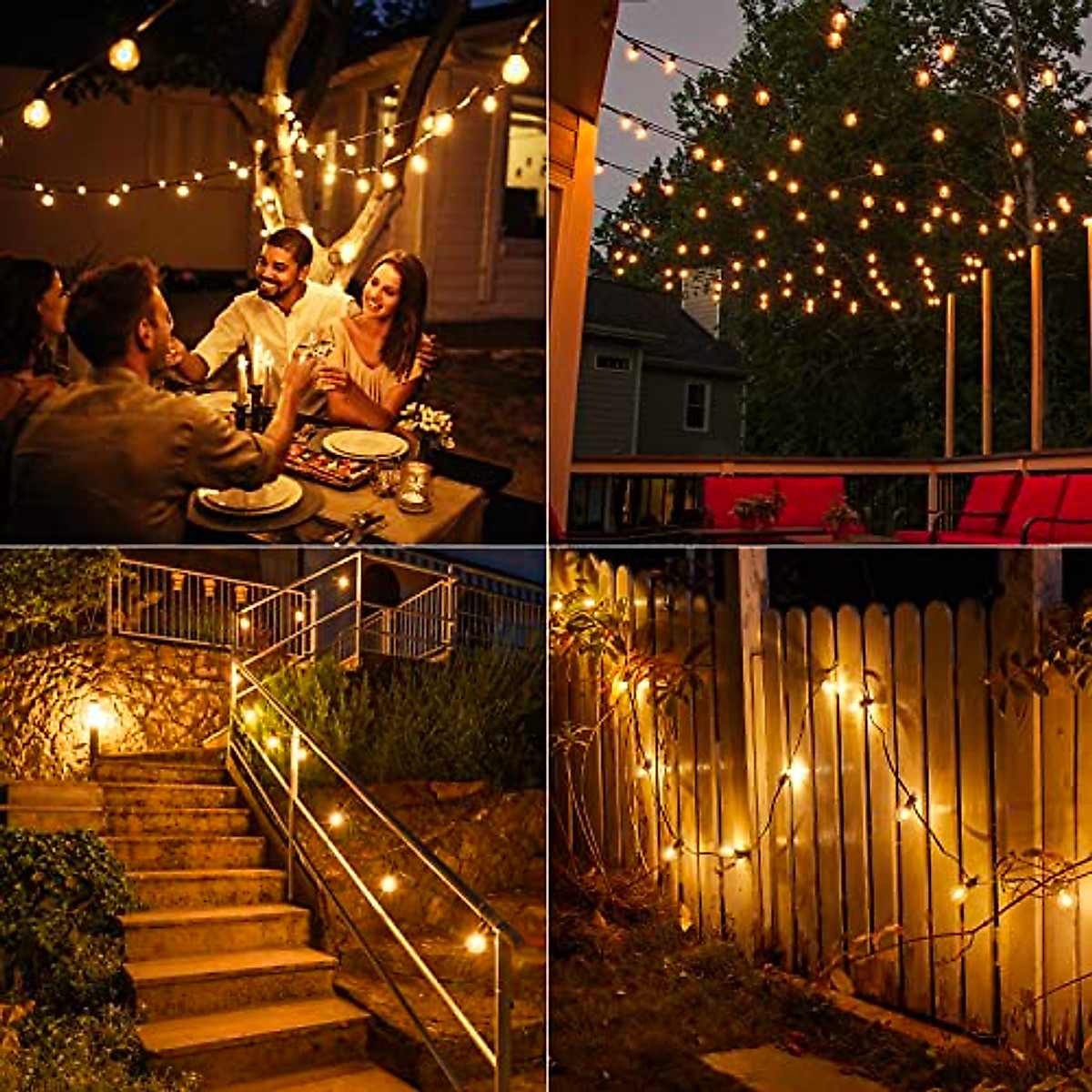 Brightown Outdoor String Lights 50FT- LED String Lights G40 Globe Patio Lights Energy Saving with 25 LED Bulbs, Shatterproof Hanging Outdoor Lights for Christmas Outside Garden Backyard Cafe
