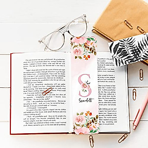 Personalized Bookmark Customized Name Initial Text Monogram Bookmarks Custom Flower Floral Markers Metal Ruler Ornament Gifts for Book Lovers Mom Dad Reader On Birthday Christmas Day, Multicolored