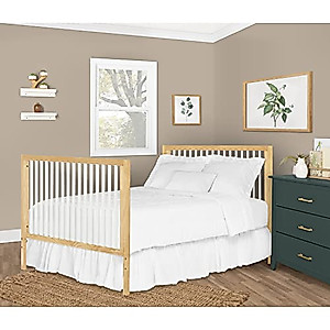 Dream On Me Carter 5-in-1 Full Size Convertible Crib / 3 Mattress Height Settings/JPMA Certified/Made of New Zealand Pinewood/Sturdy Crib Design, Natural & White