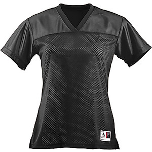 Augusta Sportswear Women's Standard Junior Fit Replica Football Tee, Black, Small