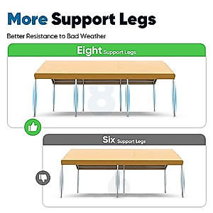 Quictent 10X20ft Heavy Duty Carport Car Canopy Galvanized Car Tent Outdoor Boat Shelter with Reinforced Steel Cables-Beige