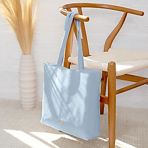 VANDEL Corduroy Tote Bag for Women and Men with Zipper and Inner Pockets. Blue Zipper Tote Bag, Cute Tote Bag Aesthetic