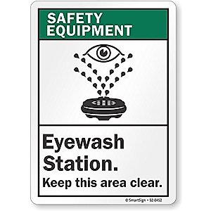 SmartSign “Safety Equipment - Eyewash Station, Keep This Area Clear” Sign | 7" x 10" Aluminum