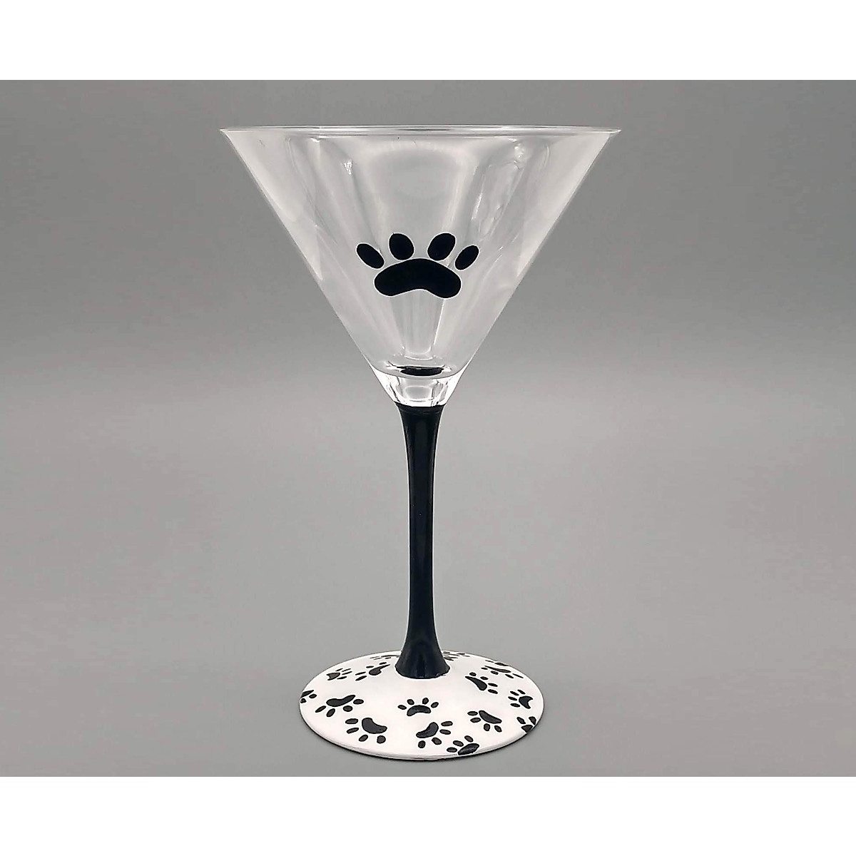 Paw Print Martini Glass - Pet Lover Gift - Dog, Cat Prints - Cocktail Glass