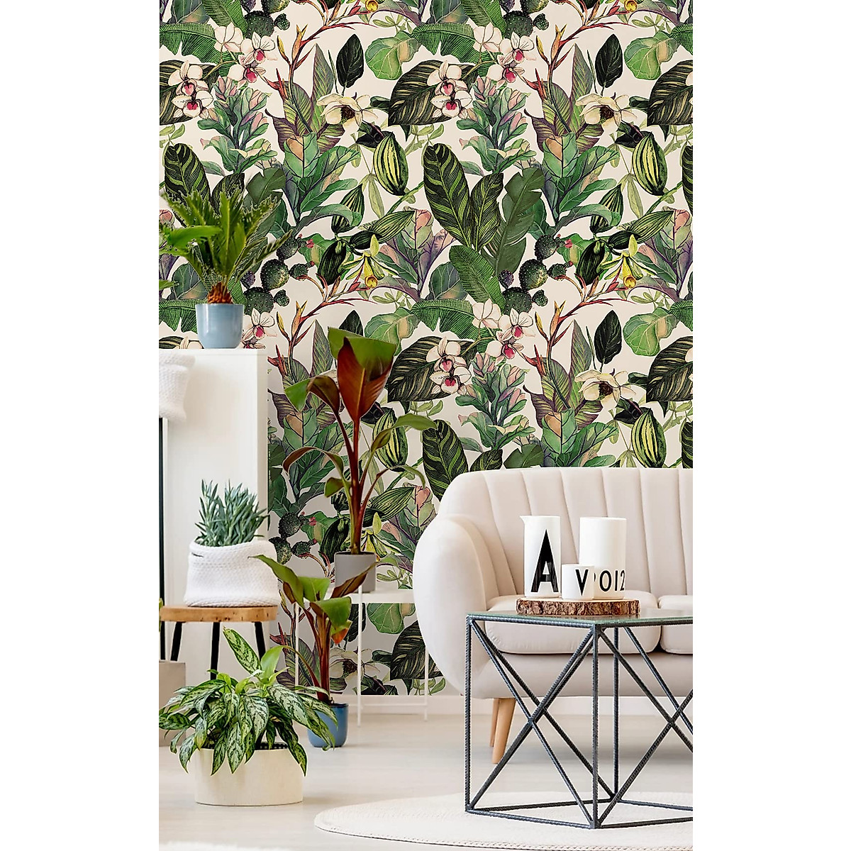 Luvdecor Wallpaper Peel and Stick Boho Leaf Tropical Wallpaper for Bedroom Removable Wallpaper Peel and Stick Floral Palm Leaf Botanic Boho Wallpaper for Renter Accent Wall 17.7 * 118 in