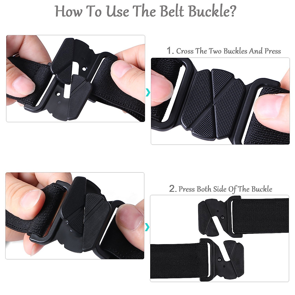 JASGOOD No Show Invisible Women Belt Elastic Stretch Adjustable No Show Web Belt (Suit for US size 0-14, Black)