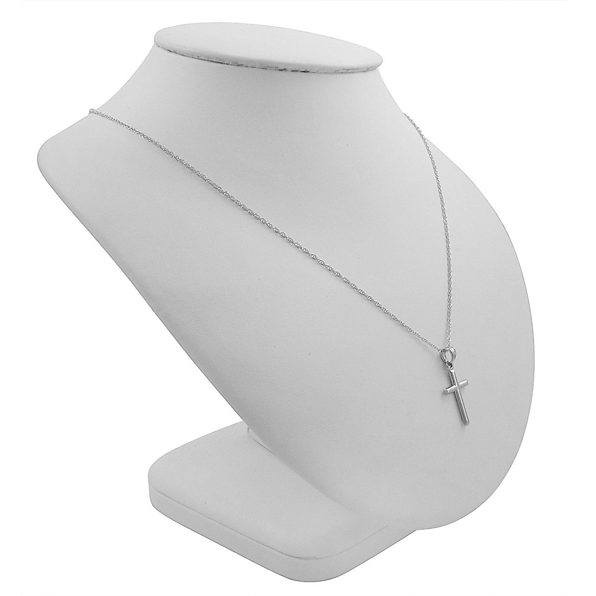 Amanda Rose Collection14k White Gold Petite Cross Pendant Necklace on an 18 inch chain