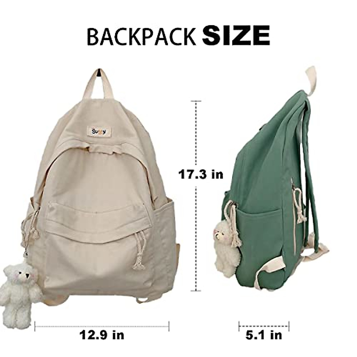 Woman Kawaii Backpack Cute Bags Casual Travel Holds 14 Inch Laptop Backpack for College Backpack Casual Daypack (White)