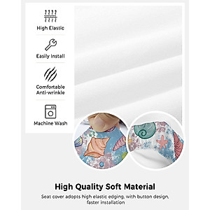 Colorful Conch Shell Office Chair Cover Stretchable Computer Chair Seat Cover Backrest Slipcovers, Ocean Beach Starfish Coastal Blue Pink Stretchable Rotating Desk Chair Seat Cushion Split Protectors