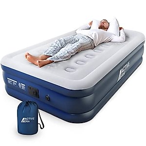 Active Era Tall Twin Air Mattress with Built in Pump & Raised Pillow, Elevated Inflatable Mattress, Heavy Duty Puncture Resistant Inflatable Bed, Blow Up Mattress Air Bed, Waterproof Airbed Mattress