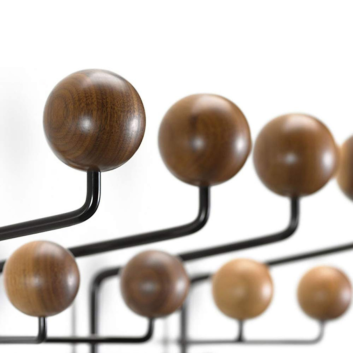 Classic Mid Century Hang it All Coat Rack, Modern Wall Mounted Coat Hooks with Painted Solid Wooden Balls(Multi Colors Available) (Dark Walnut)