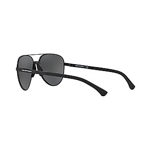 Emporio Armani Men's EA2059 Aviator Sunglasses, Matte Black/Grey, 61 mm