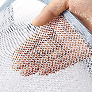 YESBAY Clothes Basket Mesh Clothes Hamper Durable Mesh Household Laundry Cart Grey