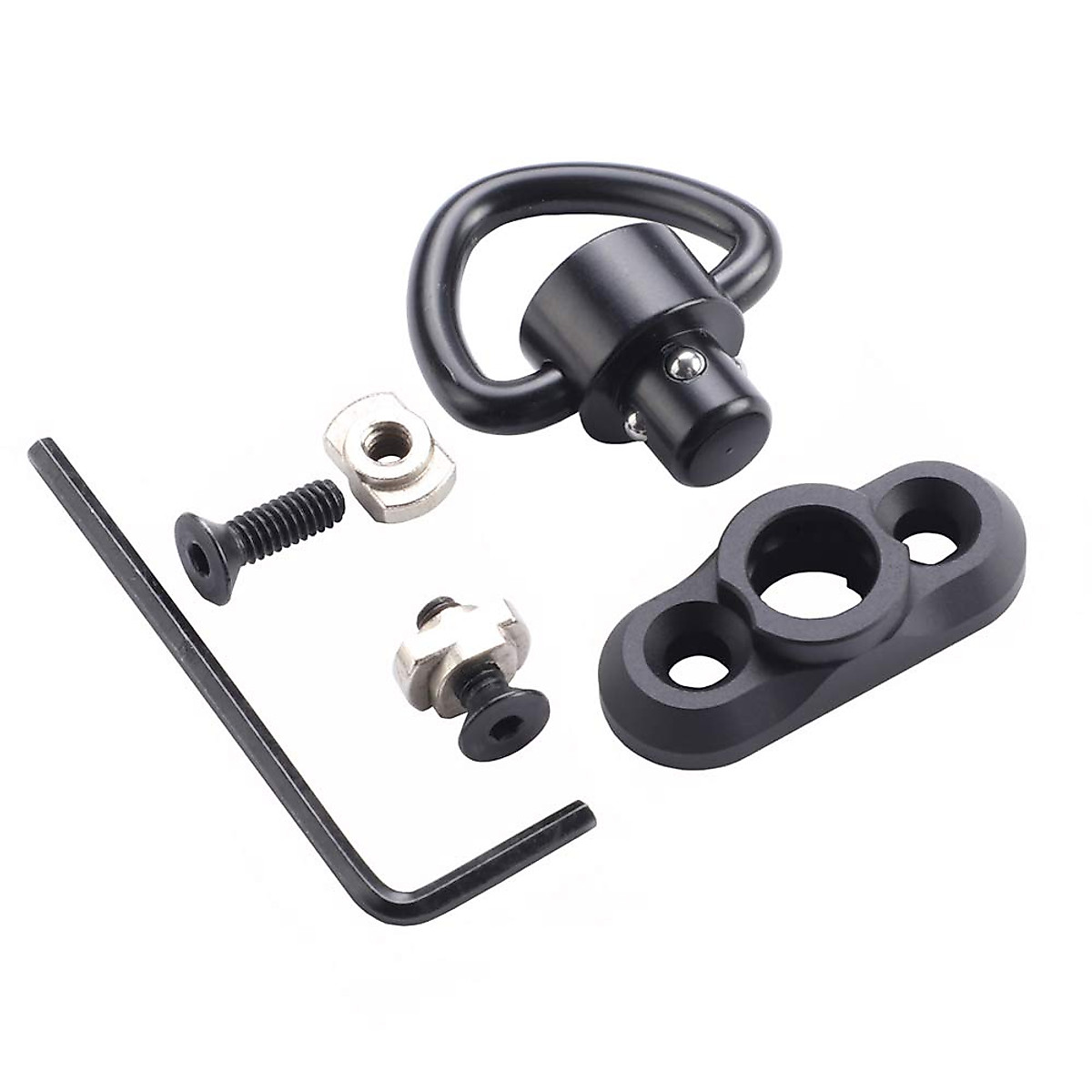 SAWKE QD Sling Swivel Sling Mount Gun Sling Attachment, Rifle Sling Adapter Attachment, with Quick Release Button, for Two Point Sling, Black, Heart-Shaped