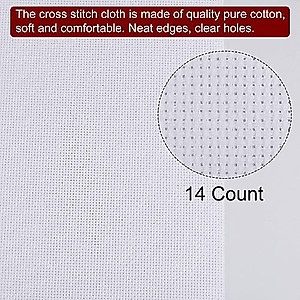 HARFINGTON 14 Count Cross Stitch Cloth 12 by 20 Inch Cross Stitch Fabric 5PCS Classic Reserve Embroidery Cloth for Craft Embroidery, Handmade Needlework, DIY Handicrafts, Pure White