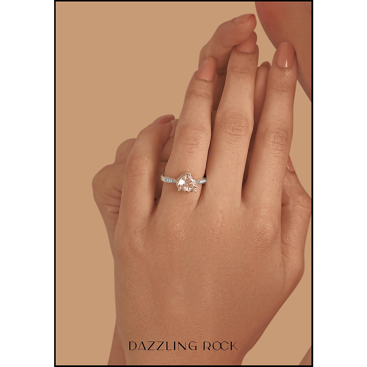 Dazzlingrock Collection 14K Heart-Shaped Morganite & Round Diamond Bridal Promise Engagement Ring, Rose Gold, Size 6.5