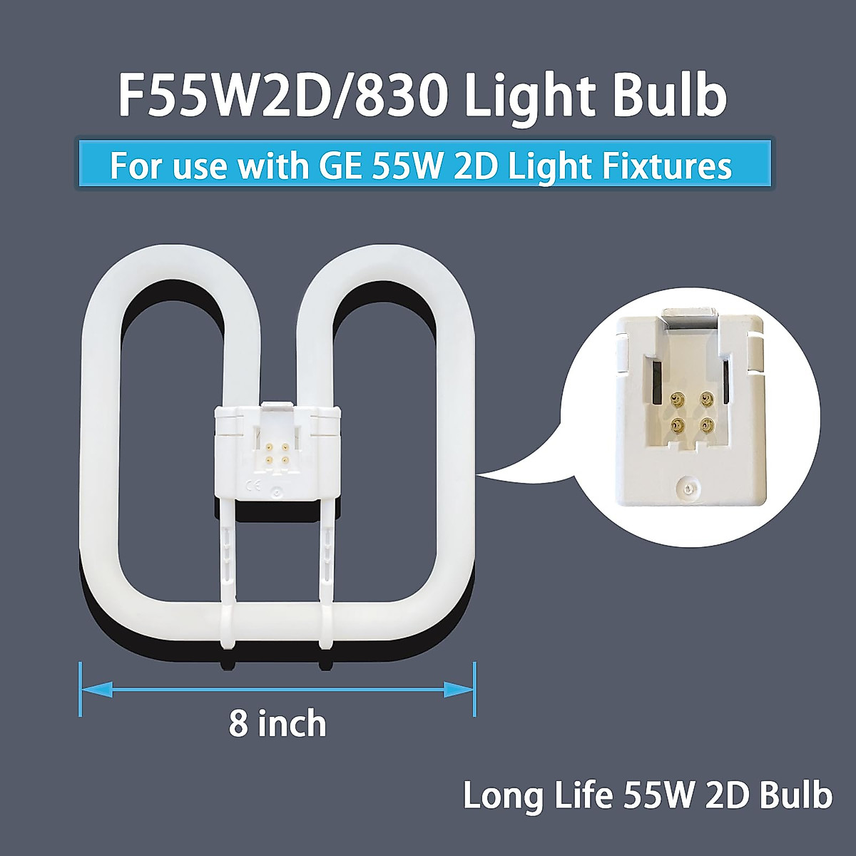 Valoisa F552D/830 Polylux Light Bulb,Replacement Bulb for G E General Electric 40184 Light Bulb,2D 55W Fluorescent Bulb,GRY10Q-3 4-Pin Base,3000K…