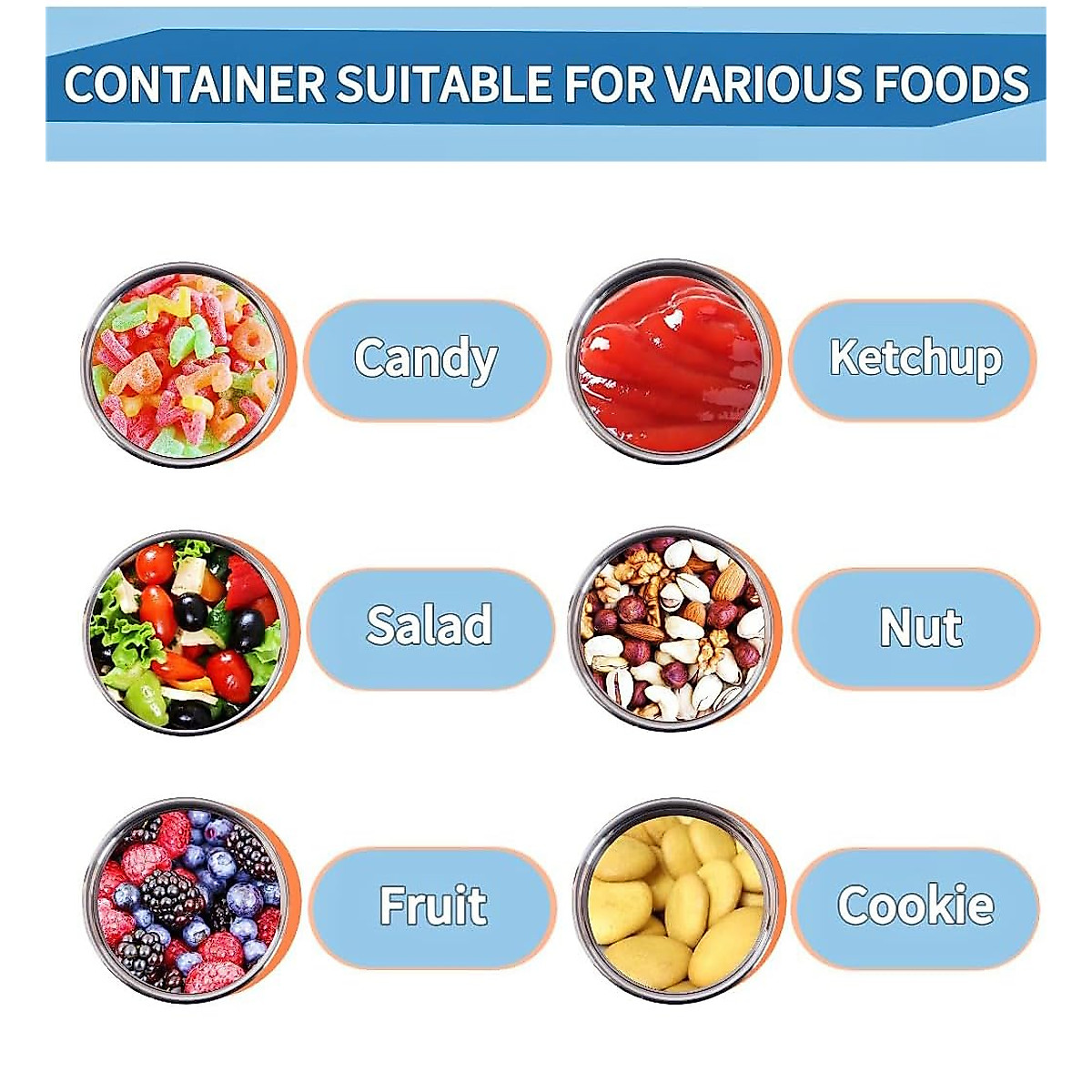 Stainless Steel Containers w/Lids, Set of 5 (3oz, 6oz, 12oz, 20oz, 30oz), Leak-proof Food Storage, Nesting Snack Organizer, Reusable Airtight Lunch Bento Box