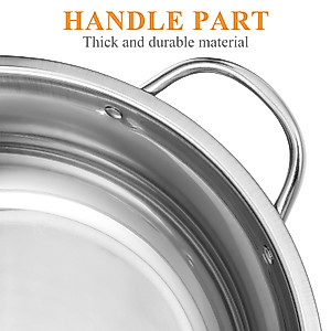 LALAFINA Shabu Shabu Pot Hot Pot with Divider 304 Stainless Steel Hot Pot with Dual Handle Chinese Hot Pot for Family Gathering, Silver 32cm