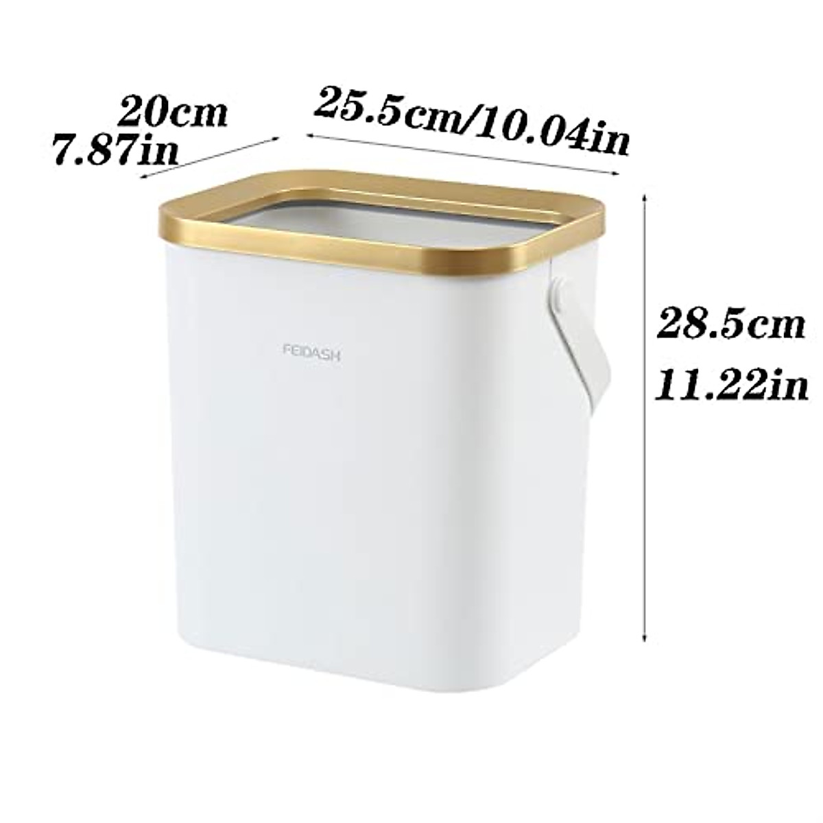CANMNT Trash Can Light Luxury Trash Can with Handle Simple Square Without Cover Trash Can Study Office Paper Basket Waste Bin Trash Can Wastebasket