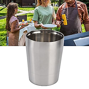 Anti Scald Stainless Steel Cup, Safe Clean Metal Beer Cup Wine Cups Stylish Simple Heat Insulation Durable for Bar(Natural small size 263ml)