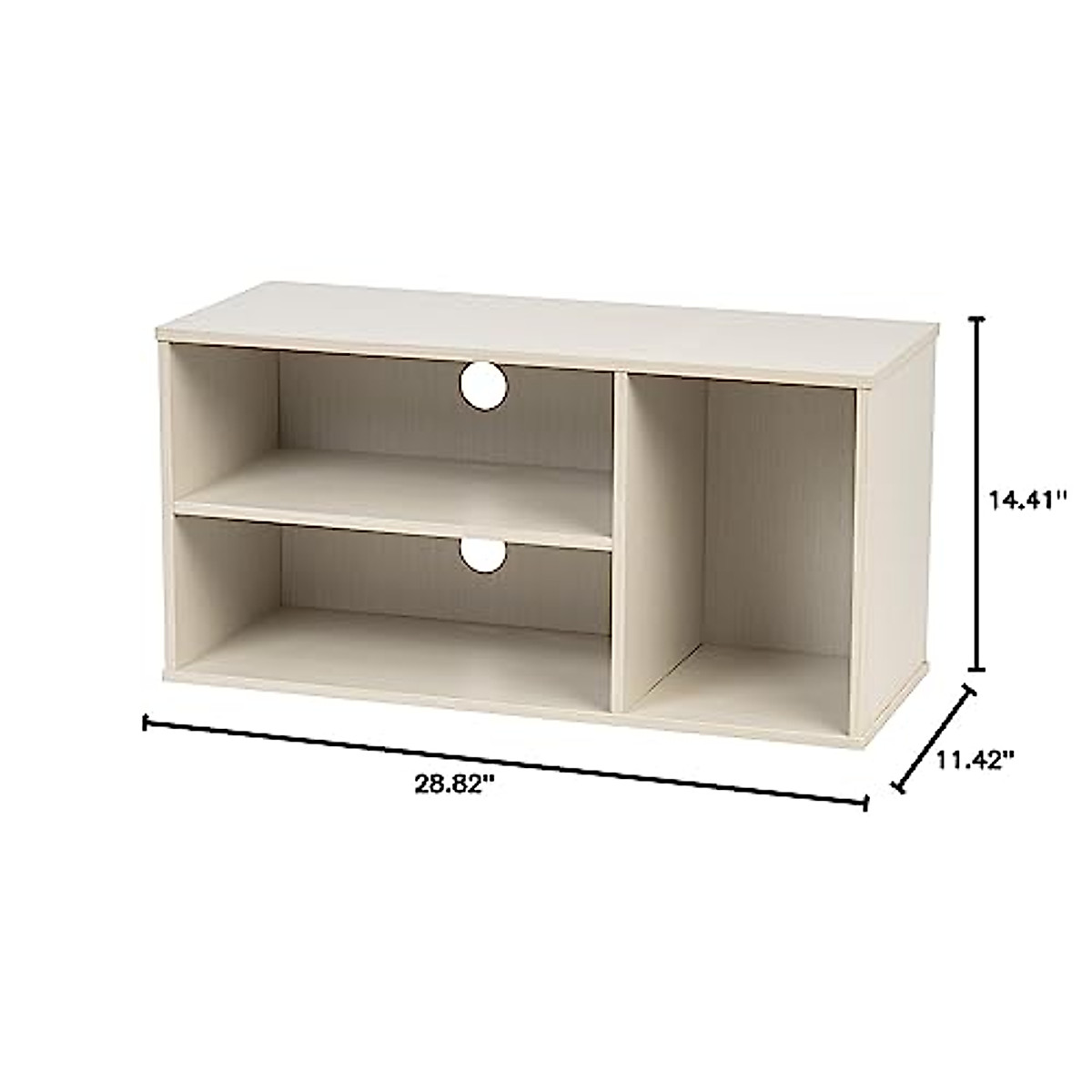 IRIS USA Wooden Modular Media Box, TV Stand with Holes for Cords from Television Stereo Game System and Other AV Equipment, Off White