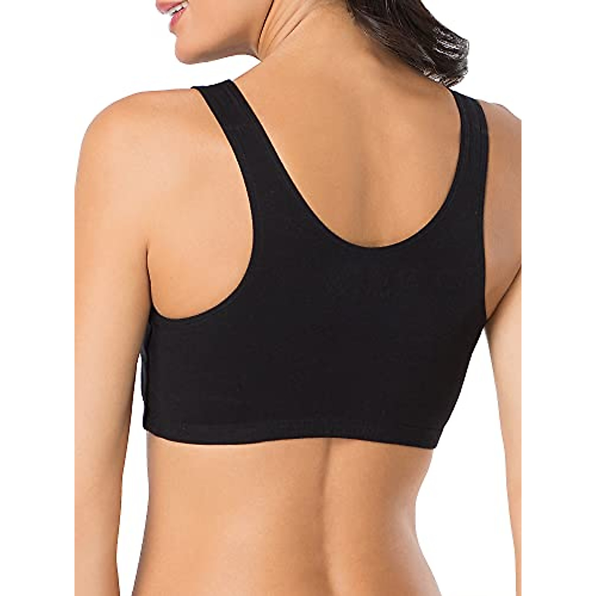 Fruit of the Loom Women's Built Up Tank Style Sports Bra, Black/WHT/WHT/Heather Grey, 34