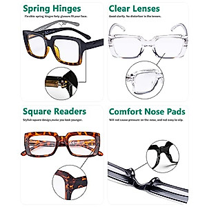Eyekepper 4 Pack Ladies Reading Glasses - Stylish Oversized Square Readers for Women