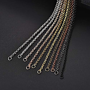 LANBEIDE 40 Packs 10 Colors Brass Necklace Chains 21 Inch Link Cable Chain Necklace with Lobster Clasps Bulk for Jewelry Making