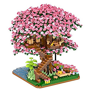 Gyinere Cherry Blossom Bonsai Tree Building Blocks for Girls,Mini Bonsai Tree Kit,Cherry Blossom Tree Toy Building Sets,Sakura Tree House Decor Building Sets for Adults,Idea Gifts for Adults Kids