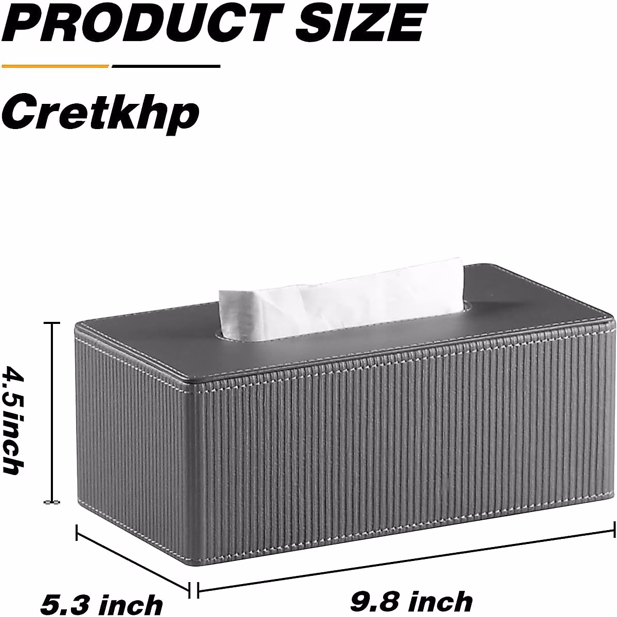 Cretkhp PU Leather Tissue Box Cover with Magnetic Closure, Modern Rectangular Tissue Box Holder Decorative Organizer for Bathroom Vanity Countertop, Night Stands Bedroom Office Desk