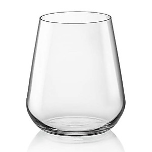Bormioli Rocco InAlto Uno Stemless Glass, Set of 6, 15.25 oz, Clear
