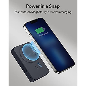 ESR MagSafe Battery Pack (HaloLock), 10,000mAh MagSafe Power Bank with USB-C Cable, Magnetic Wireless Power Bank for iPhone 14/13/12 Series, MagSafe Portable Charger, MagSafe Accessories, Black