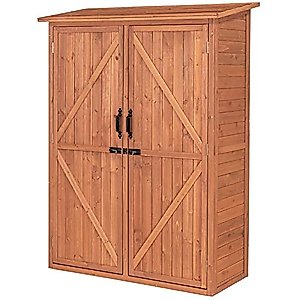 Leisure Season MCS5137 Multi Compartment Storage Cabinet - Brown - Indoor and Outdoor Shed for Garden, Patio, Shed, Backyard, Front Porch, Garage - Tool Organizer and Furniture with Shelves, Cabinets